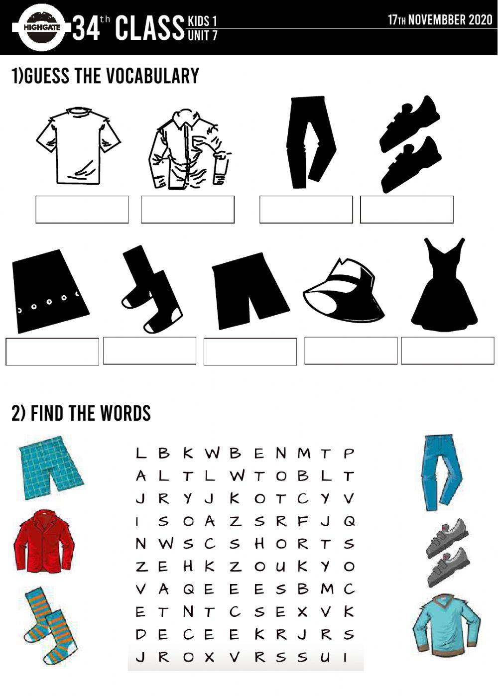 34th class Kids 1 worksheet | Live Worksheets