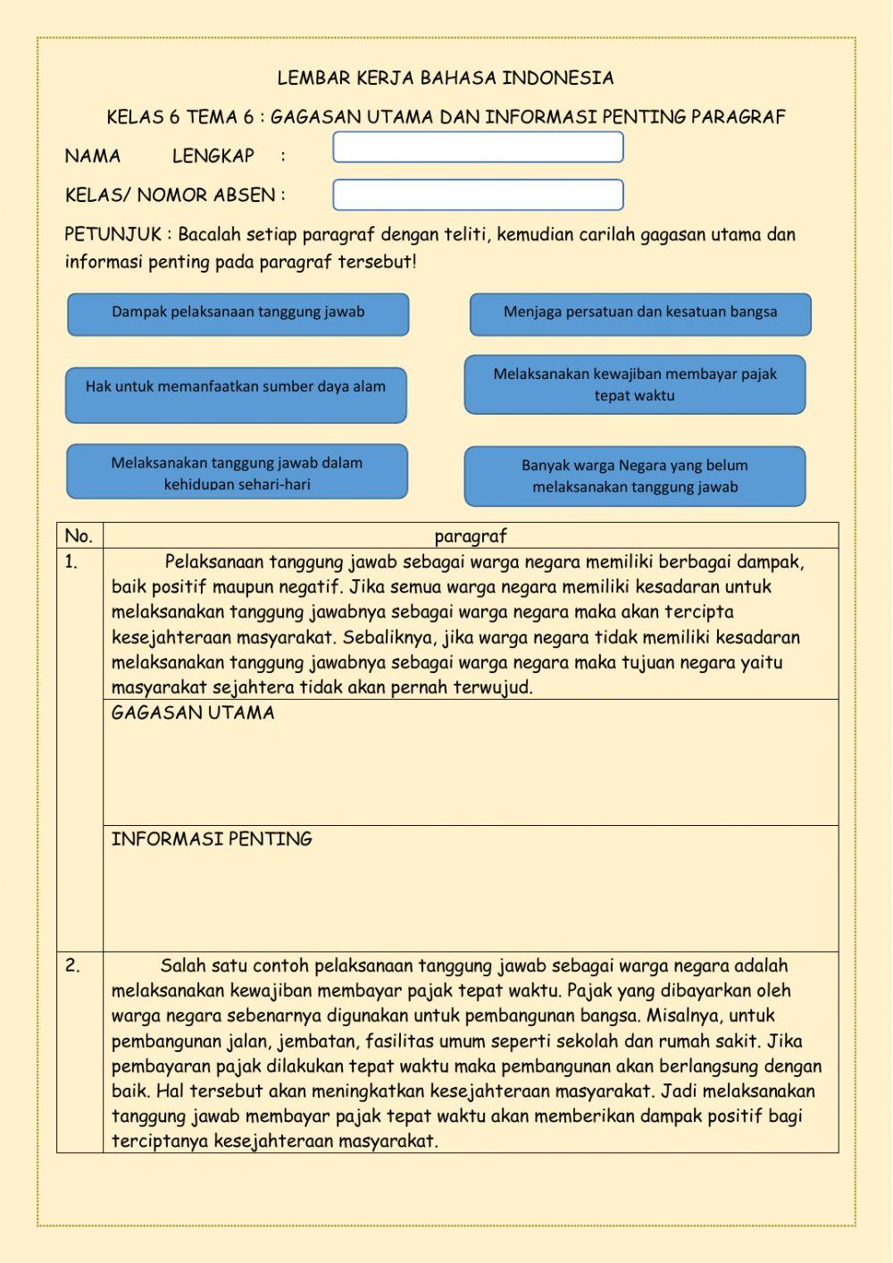Bahasa informasi penting worksheet | Live Worksheets