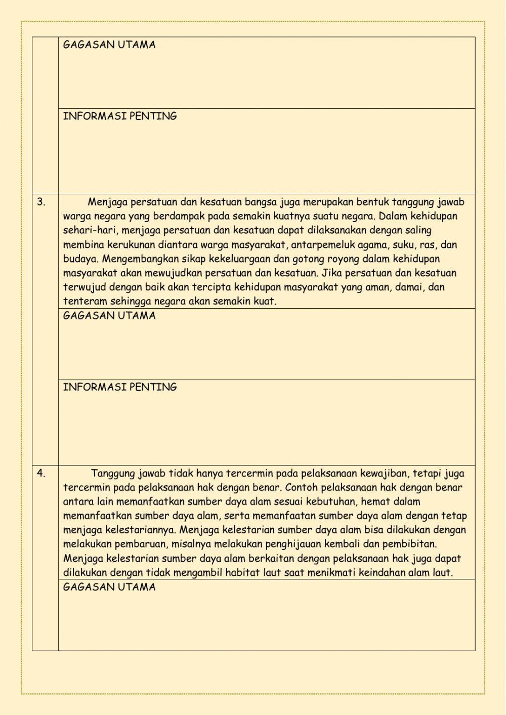 Bahasa informasi penting worksheet | Live Worksheets