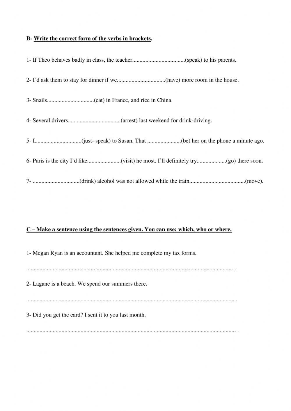 Tenses exercise for 4 | Live Worksheets