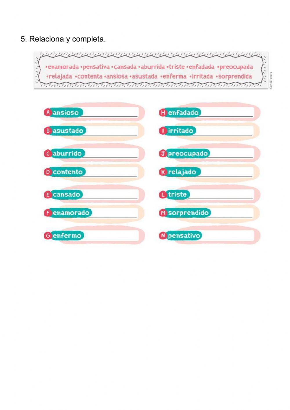 Sentimentos exercise | Live Worksheets