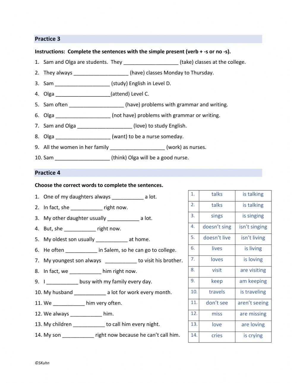 Simple Present VS Present Continuous -3 online exercise for | Live ...