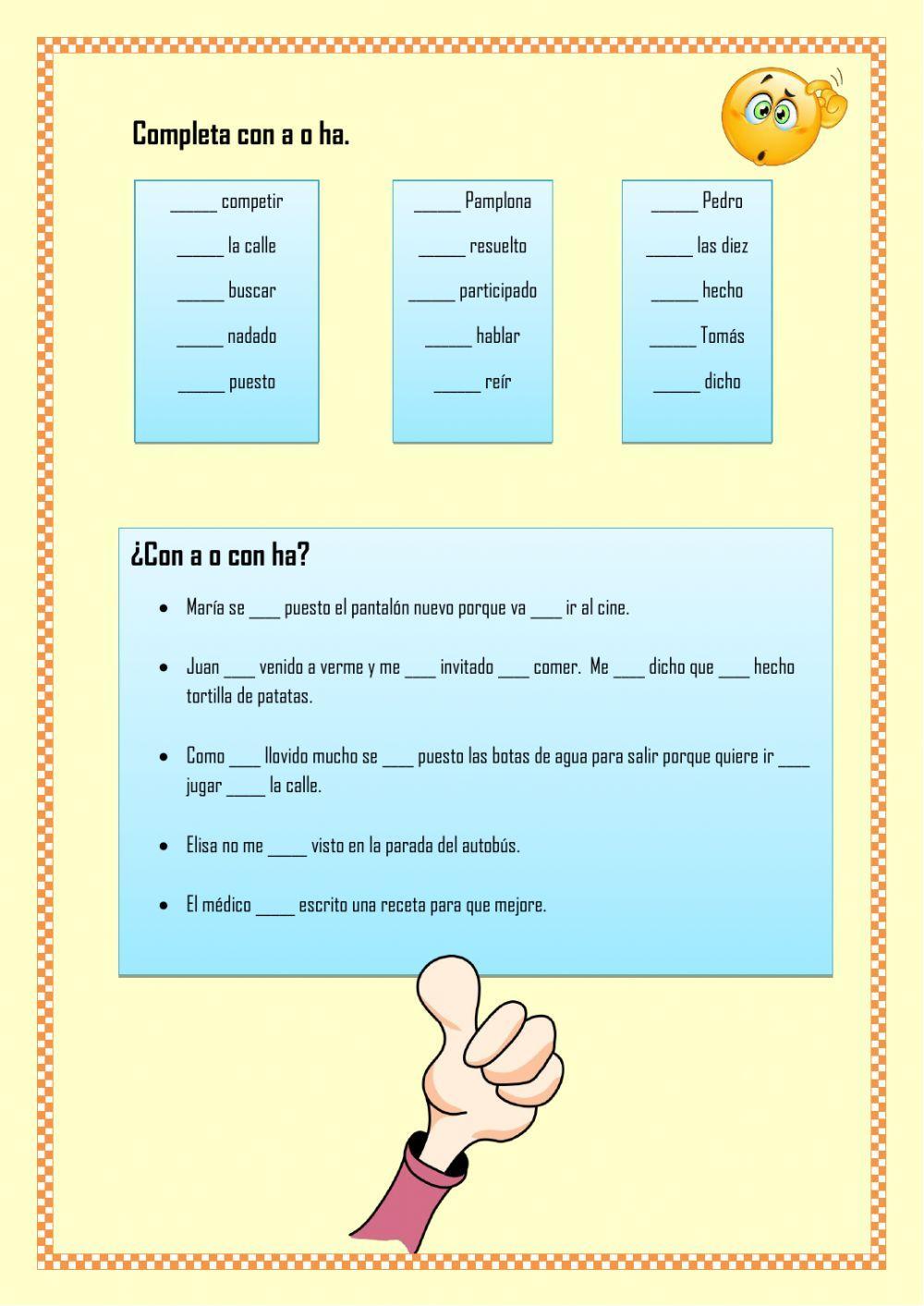 A + infinitivo - ha + participio worksheet | Live Worksheets