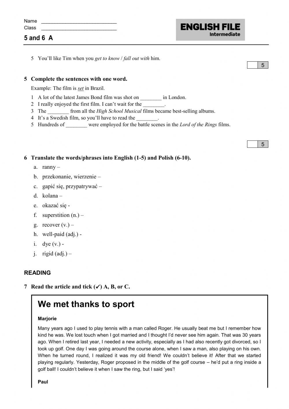 English File In… | Free Interactive Worksheets | 6452882
