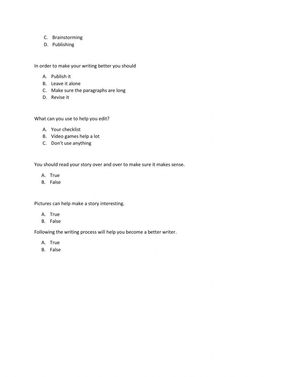 The Writing Process online exercise for | Live Worksheets