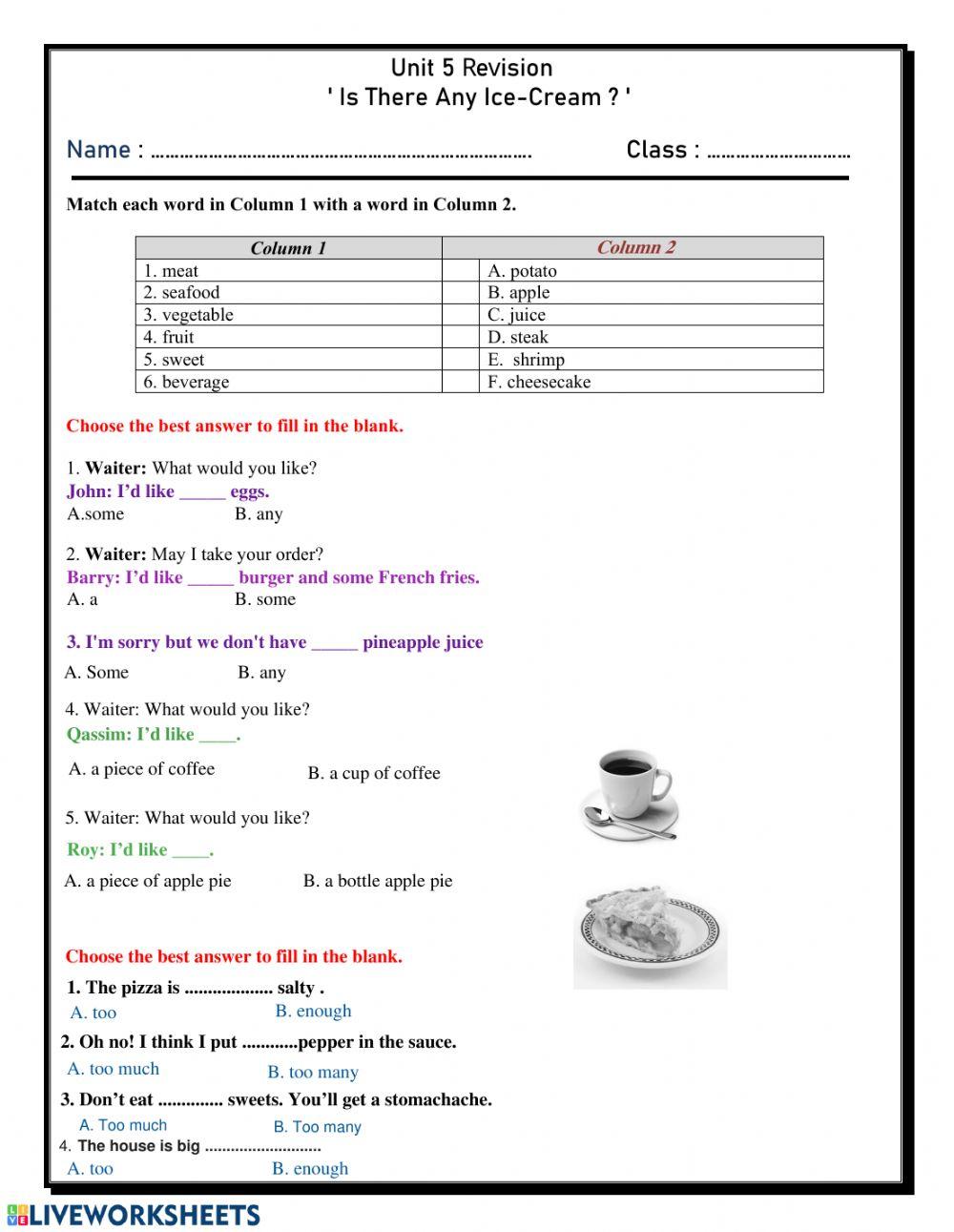 Revision unit5 | Free Interactive Worksheets | 517964
