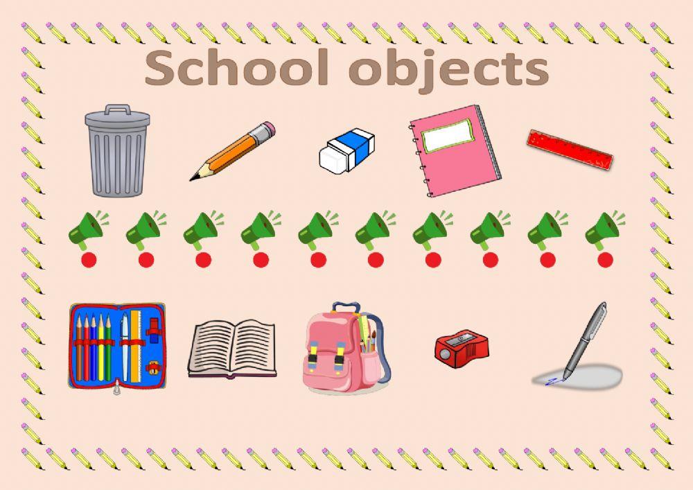 School objects (match up) online exercise for 2 | Live Worksheets