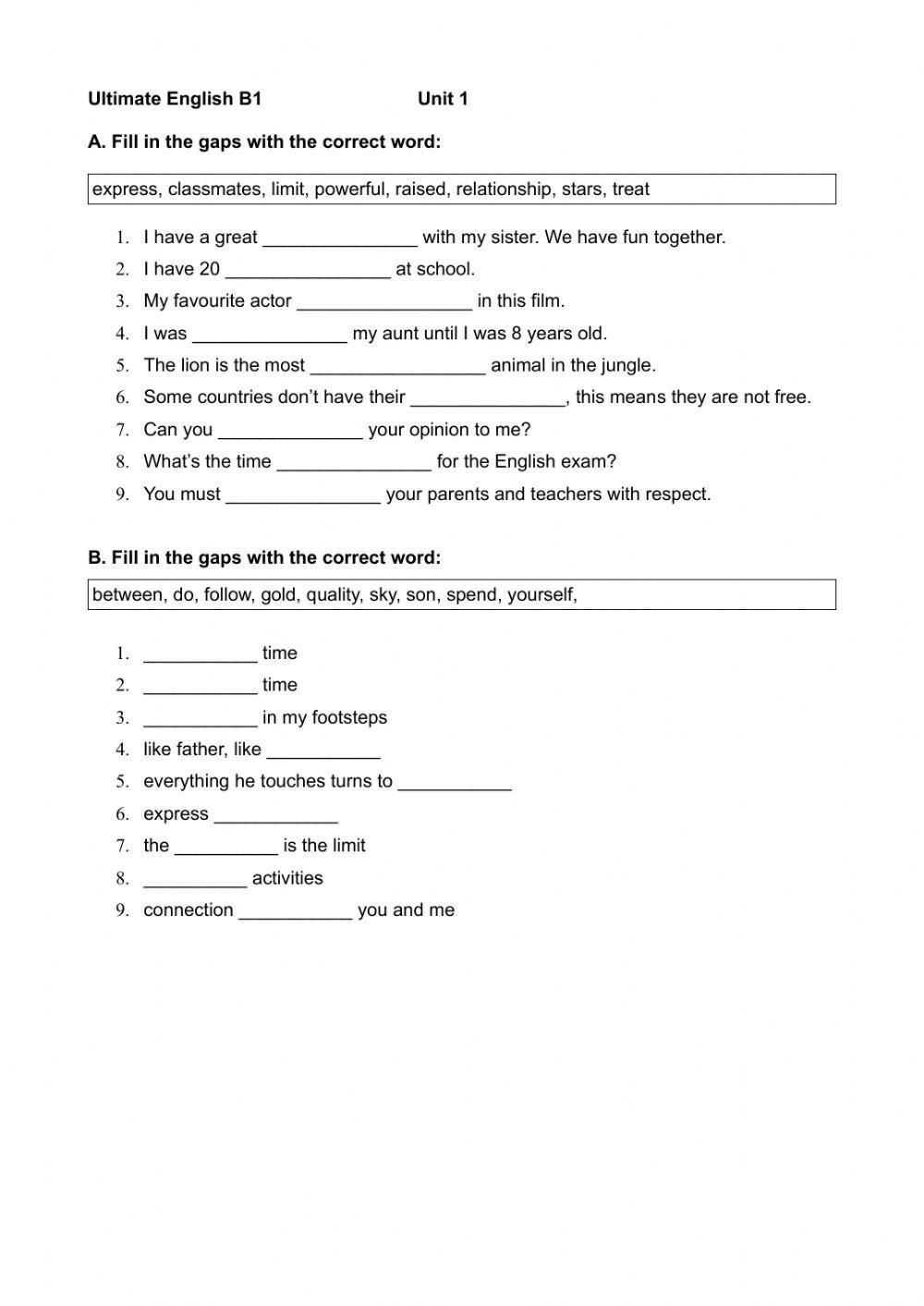 Ultimate English B1 Unit 1 1956 | vassiliki_sar | Live