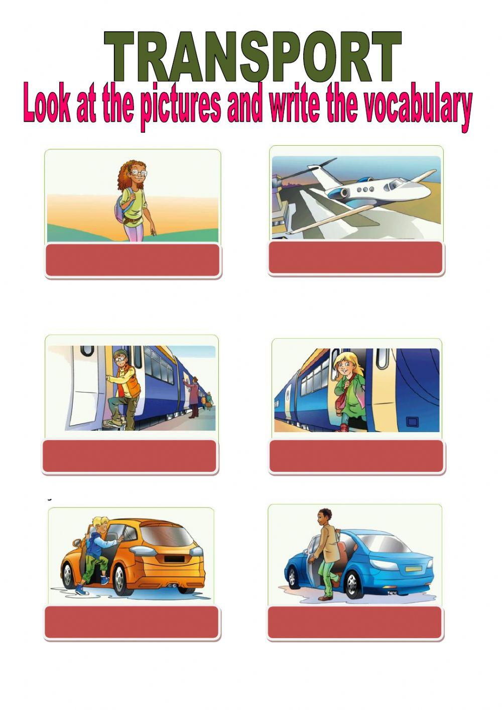 Transport. write | Free Interactive Worksheets | 518304