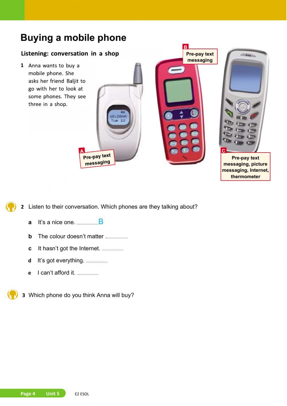 Buying a mobile phone online exercise for | Live Worksheets
