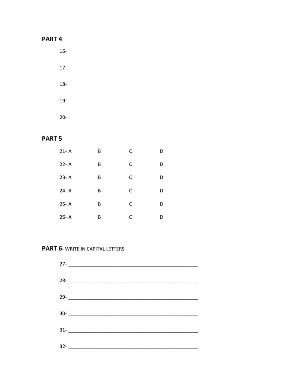 Preliminary test 4 reading worksheet | Live Worksheets