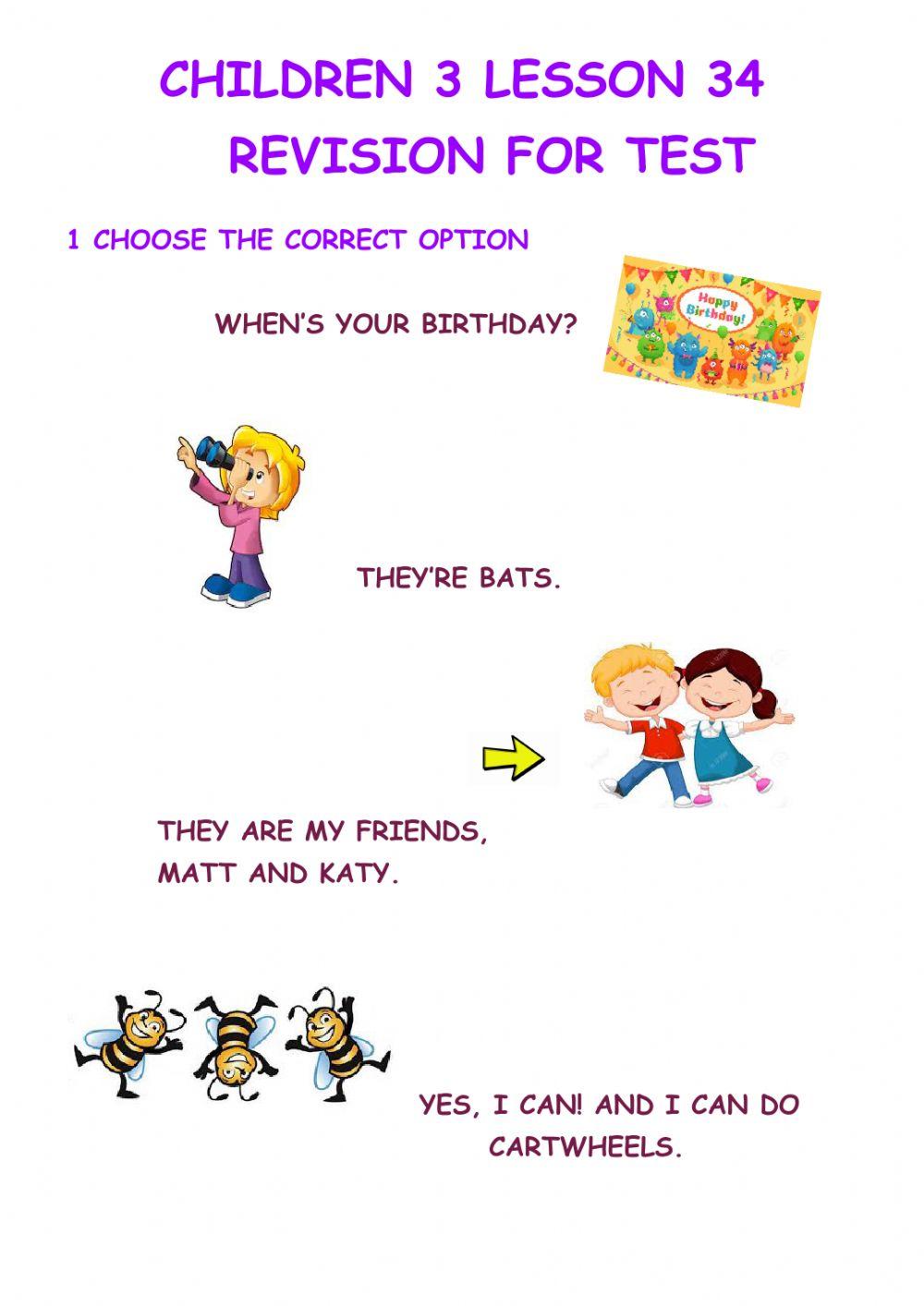 Children 2 Lesson 34 Revision for test worksheet | Live Worksheets
