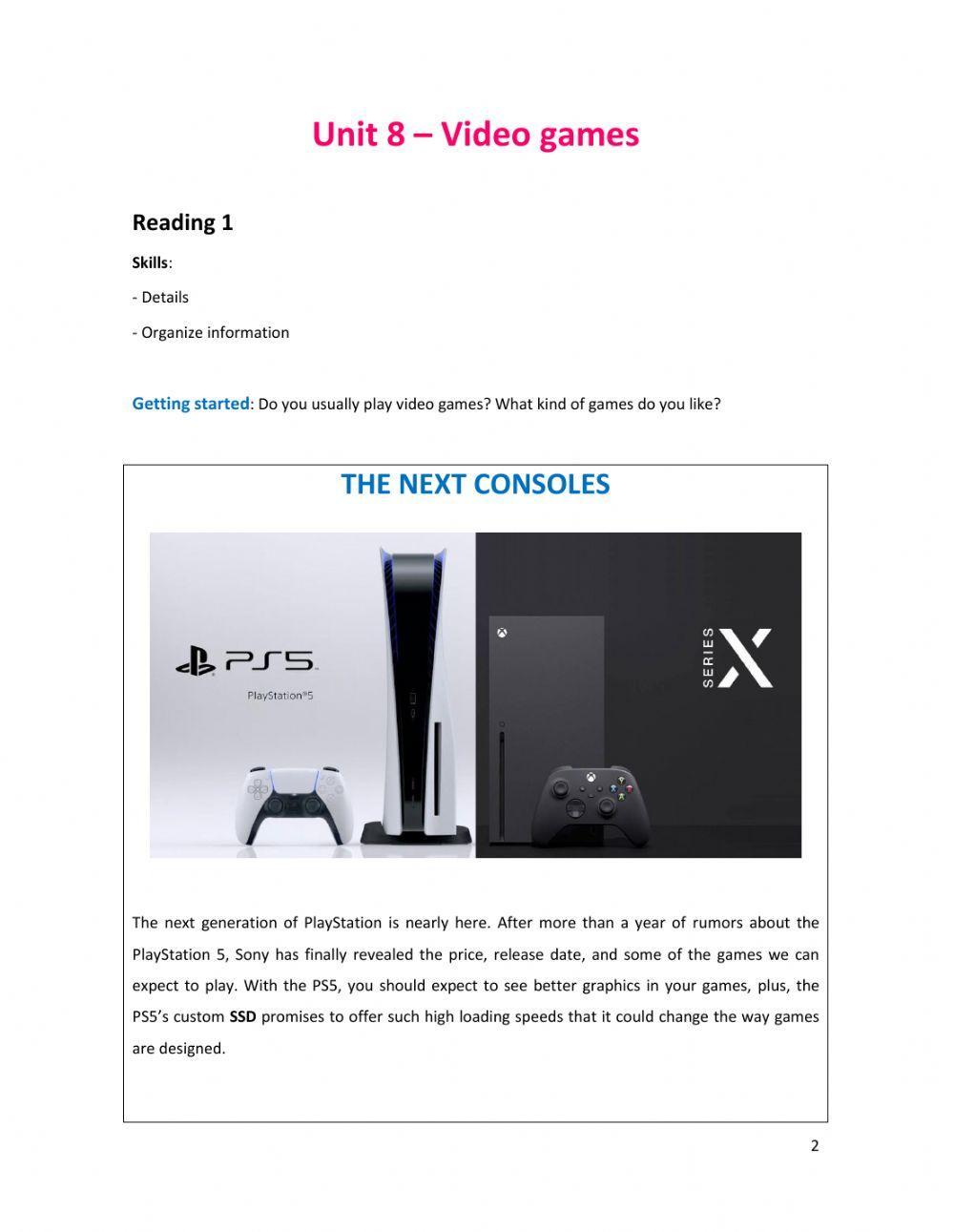 The Next Consoles worksheet | Live Worksheets