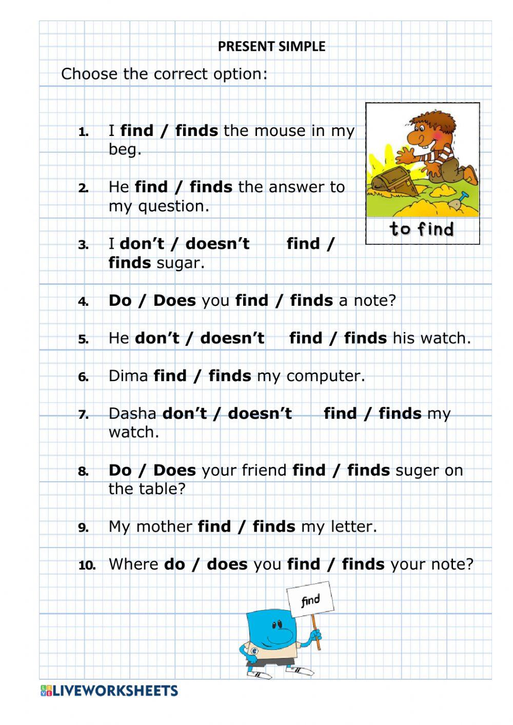 Present Simple online exercise for Grade 3 | Live Worksheets