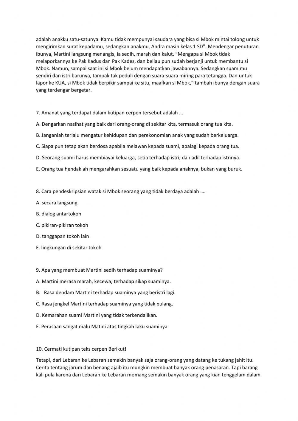 464598 | Soal Cerpen | Siti_82 | LiveWorksheets