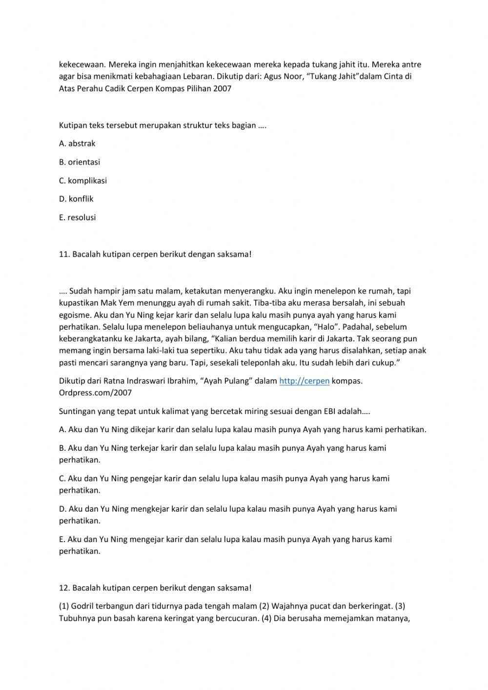 464598 | Soal Cerpen | Siti_82 | LiveWorksheets