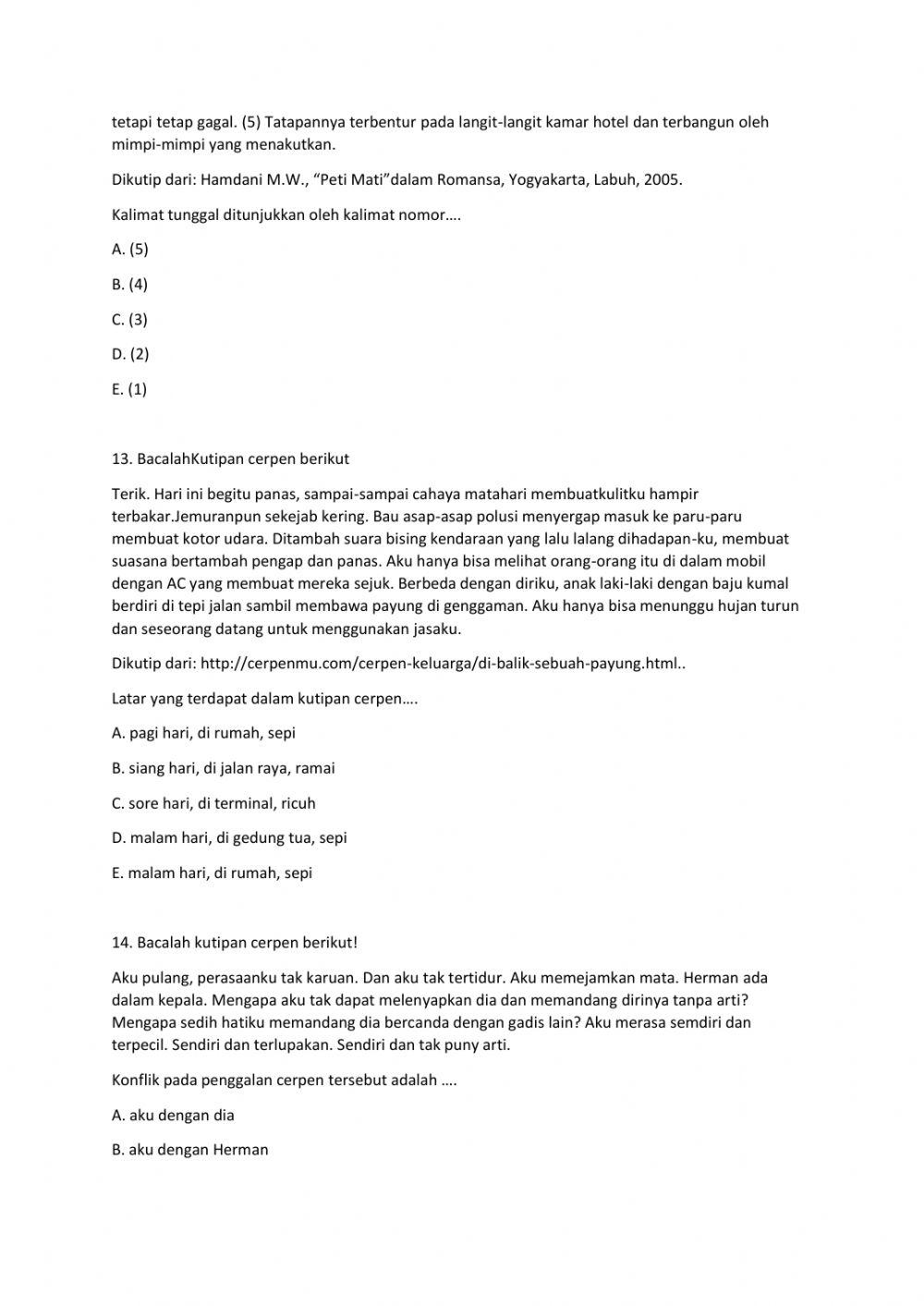 464598 | Soal Cerpen | Siti_82 | LiveWorksheets