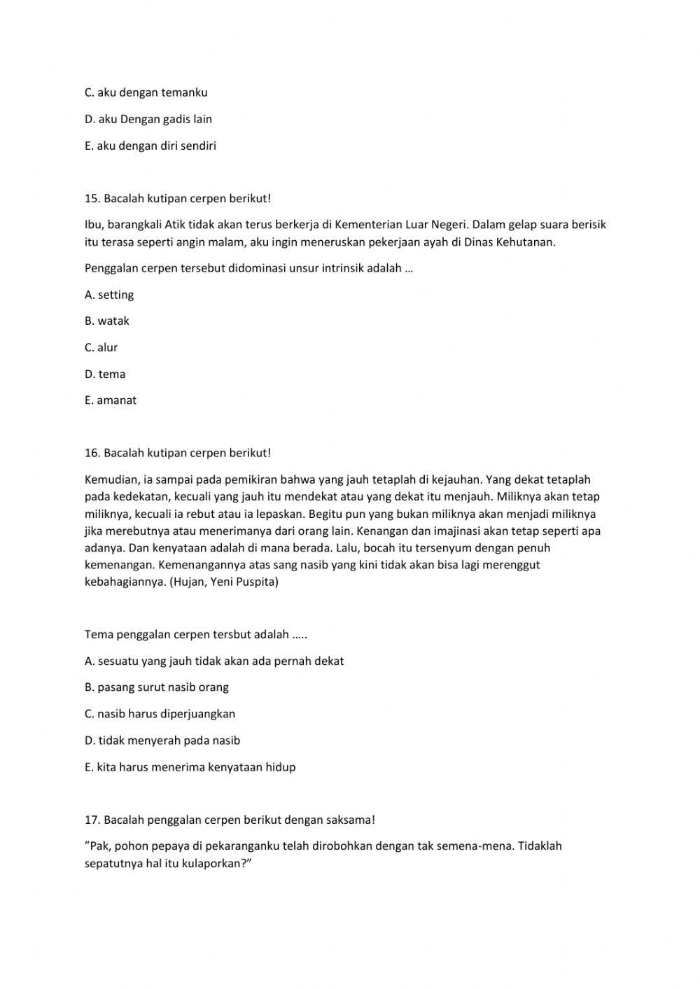 464598 | Soal Cerpen | Siti_82 | LiveWorksheets