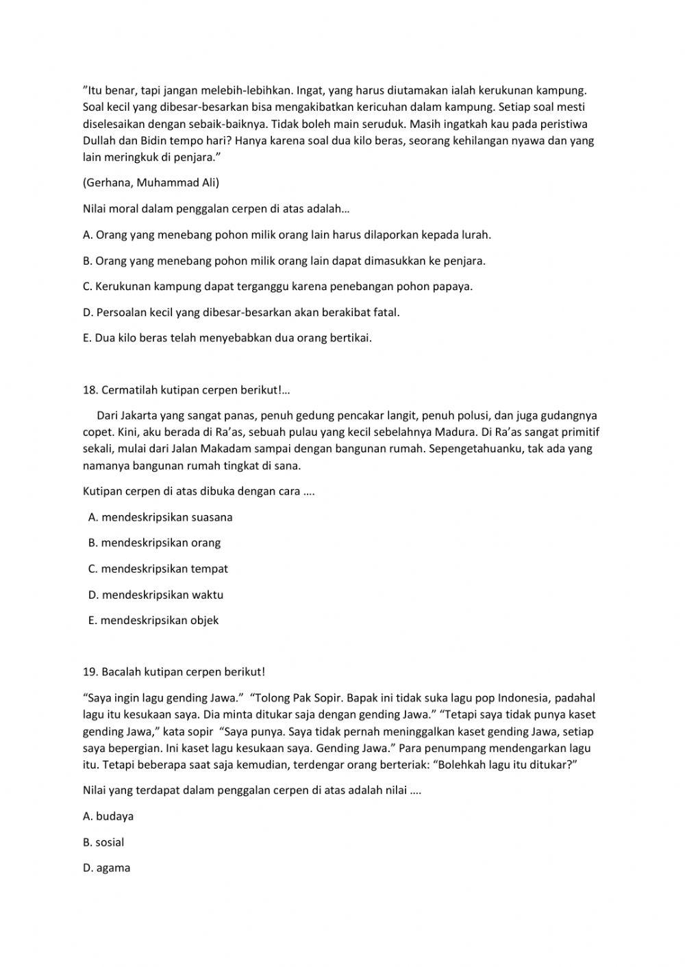 464598 | Soal Cerpen | Siti_82 | LiveWorksheets