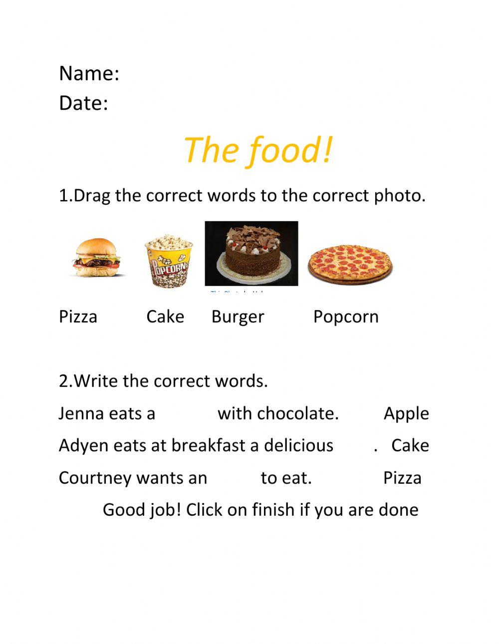 The Food! worksheet | Live Worksheets