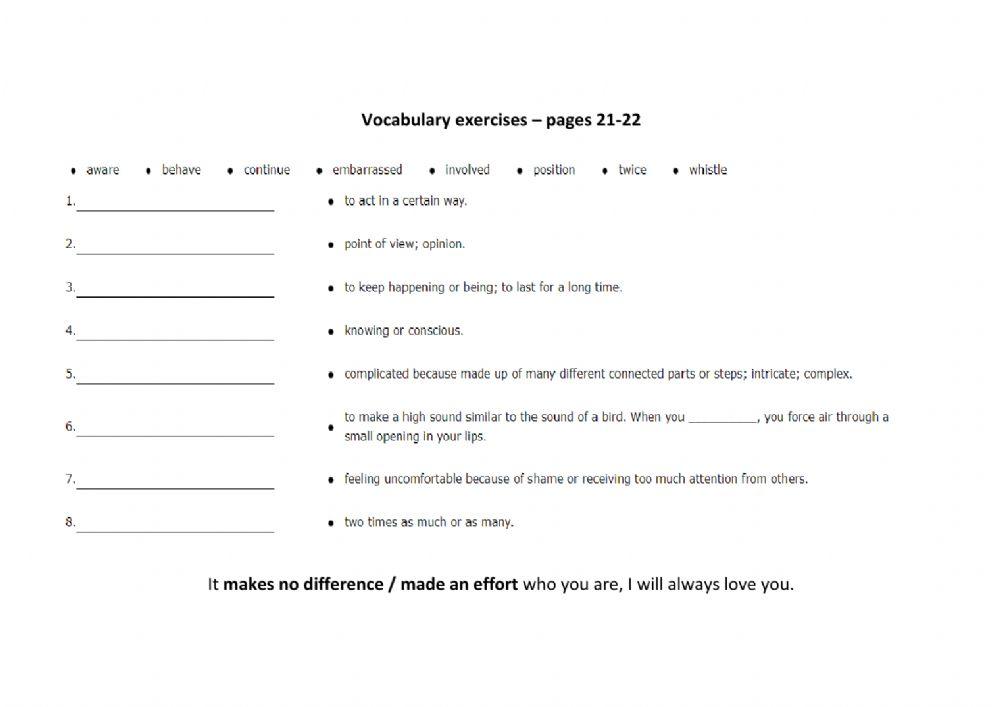 Unit 1 - Vocab drill worksheet | Live Worksheets