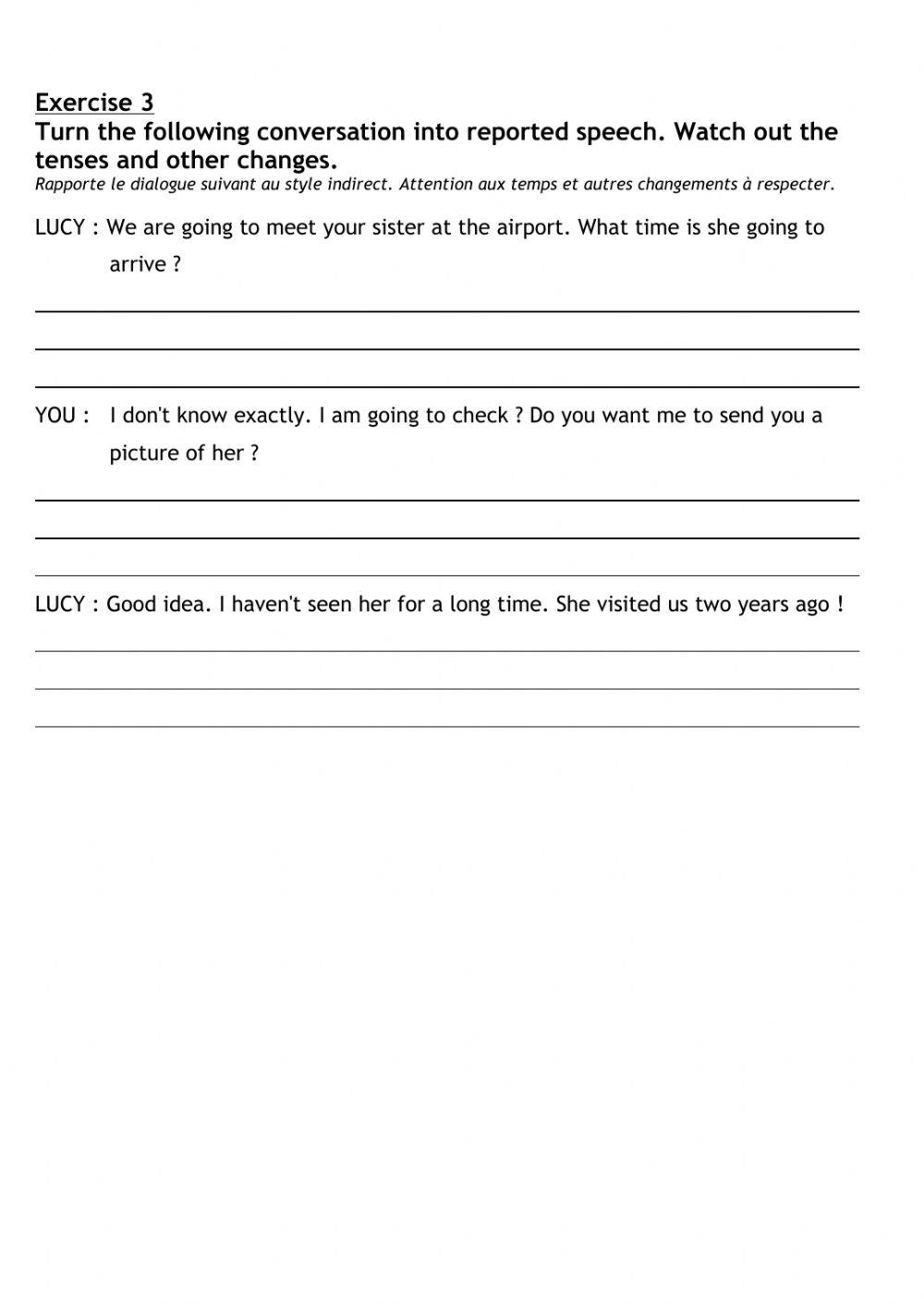 Reported speech online exercise for 9 | Live Worksheets