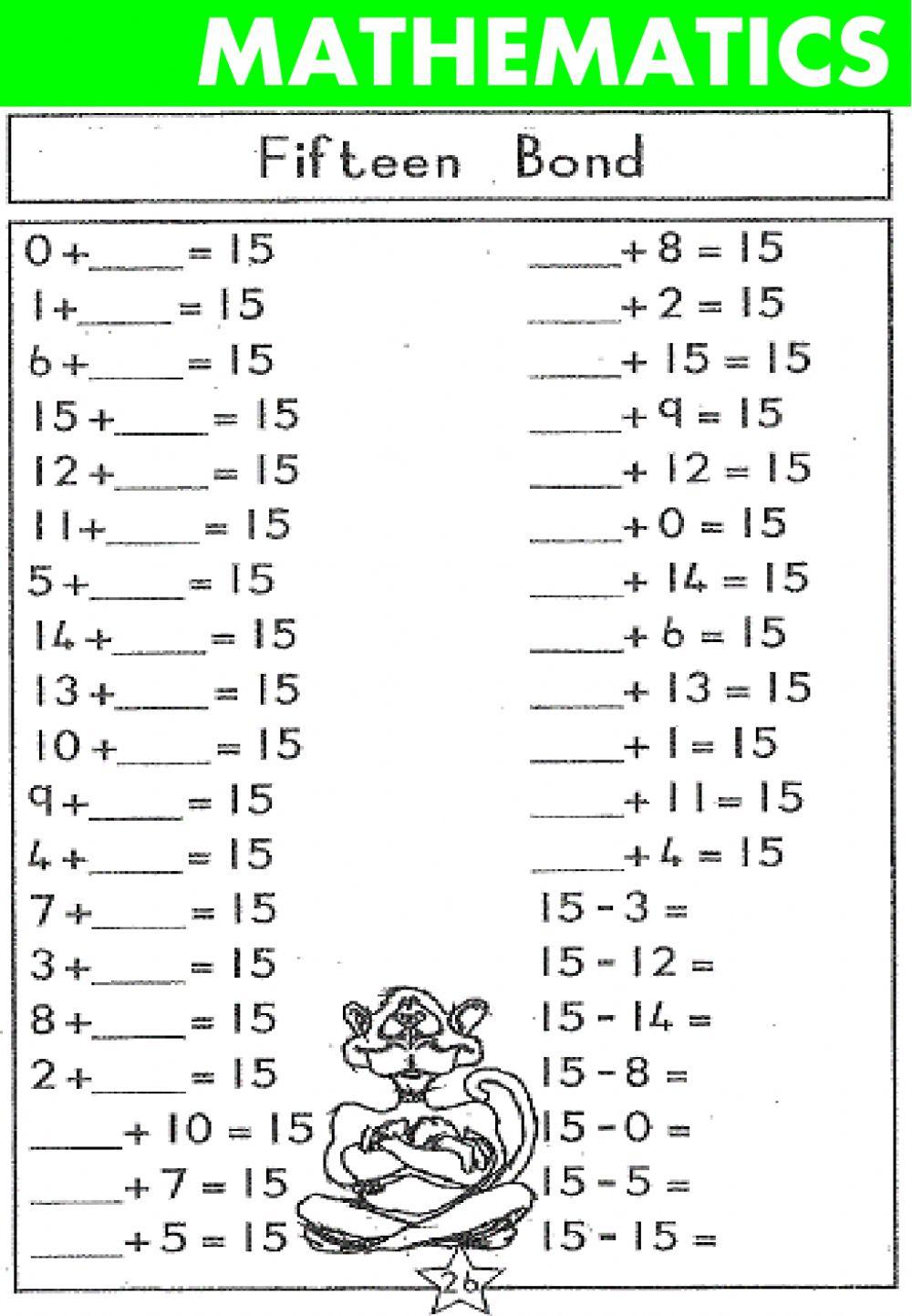 Bonds of 15 worksheet | Live Worksheets