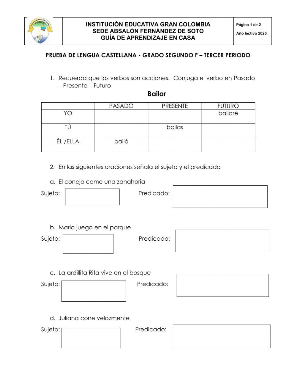 Tercer periodo worksheet | Live Worksheets