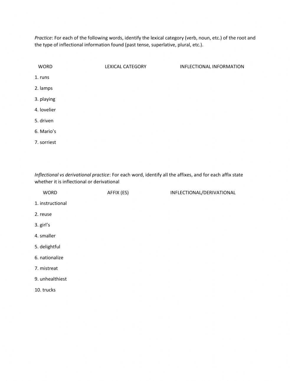Inflection vs d… | Free Interactive Worksheets | 466299