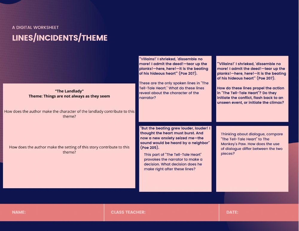 Lines-Incidents-Theme worksheet | Live Worksheets