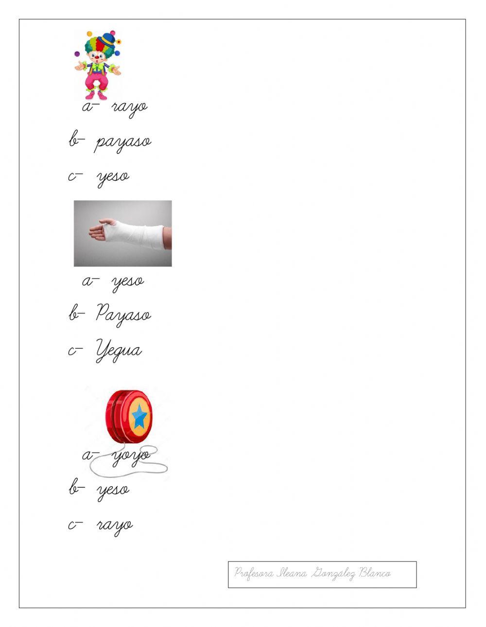 Sílabas ya, yo, yu worksheet | Live Worksheets