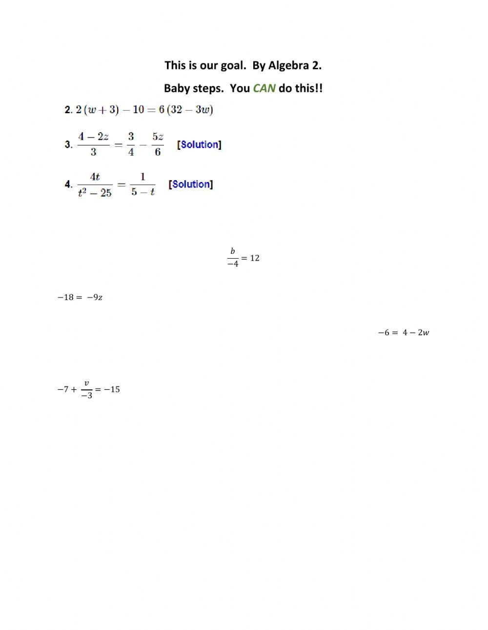 Showing Work Algebraically worksheet | Live Worksheets