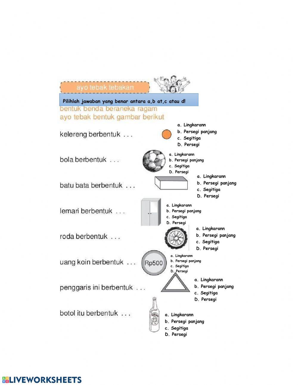 Mengenal Bentuk Benda worksheet | Live Worksheets