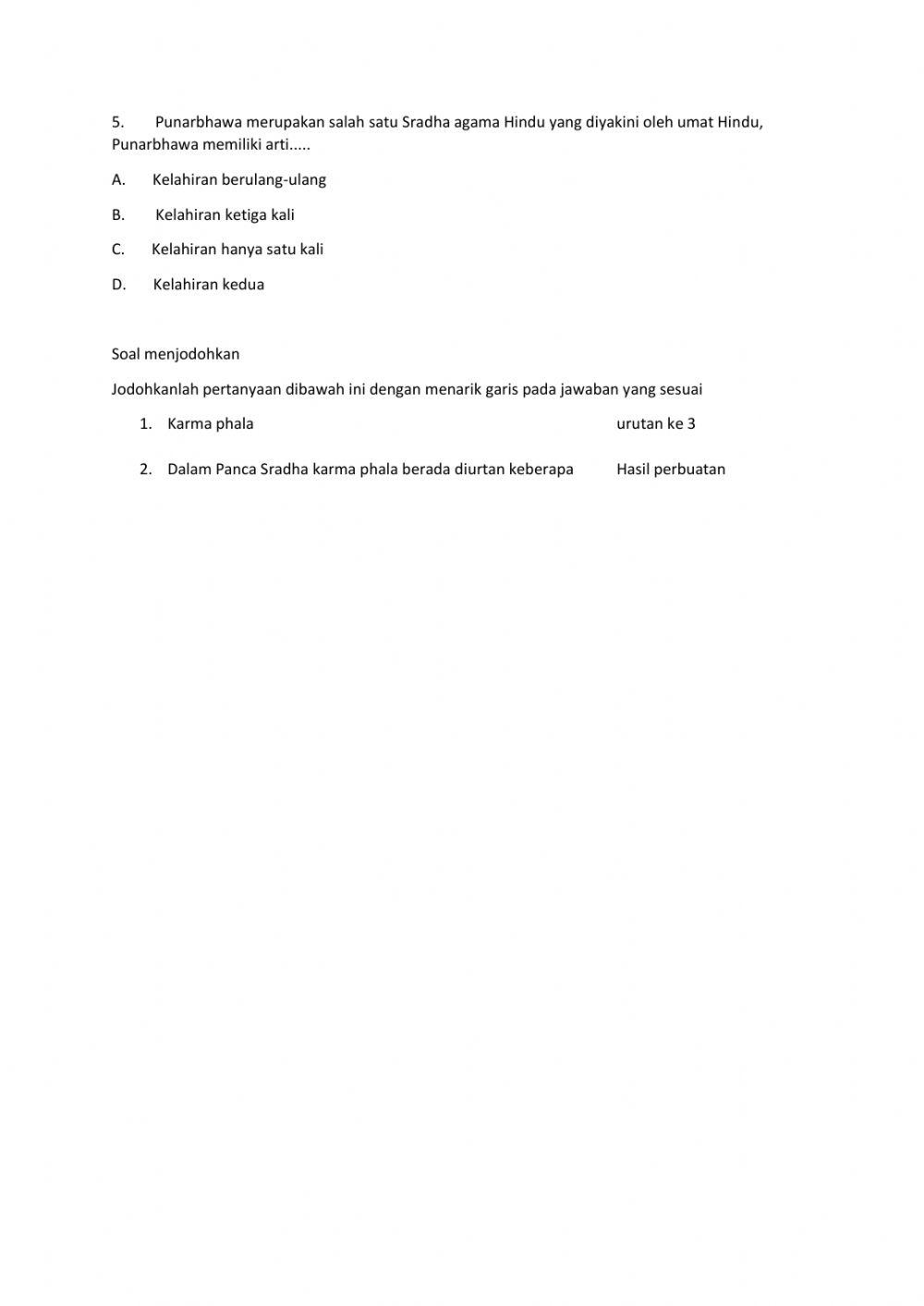 Materi Karma Phala worksheet | Live Worksheets