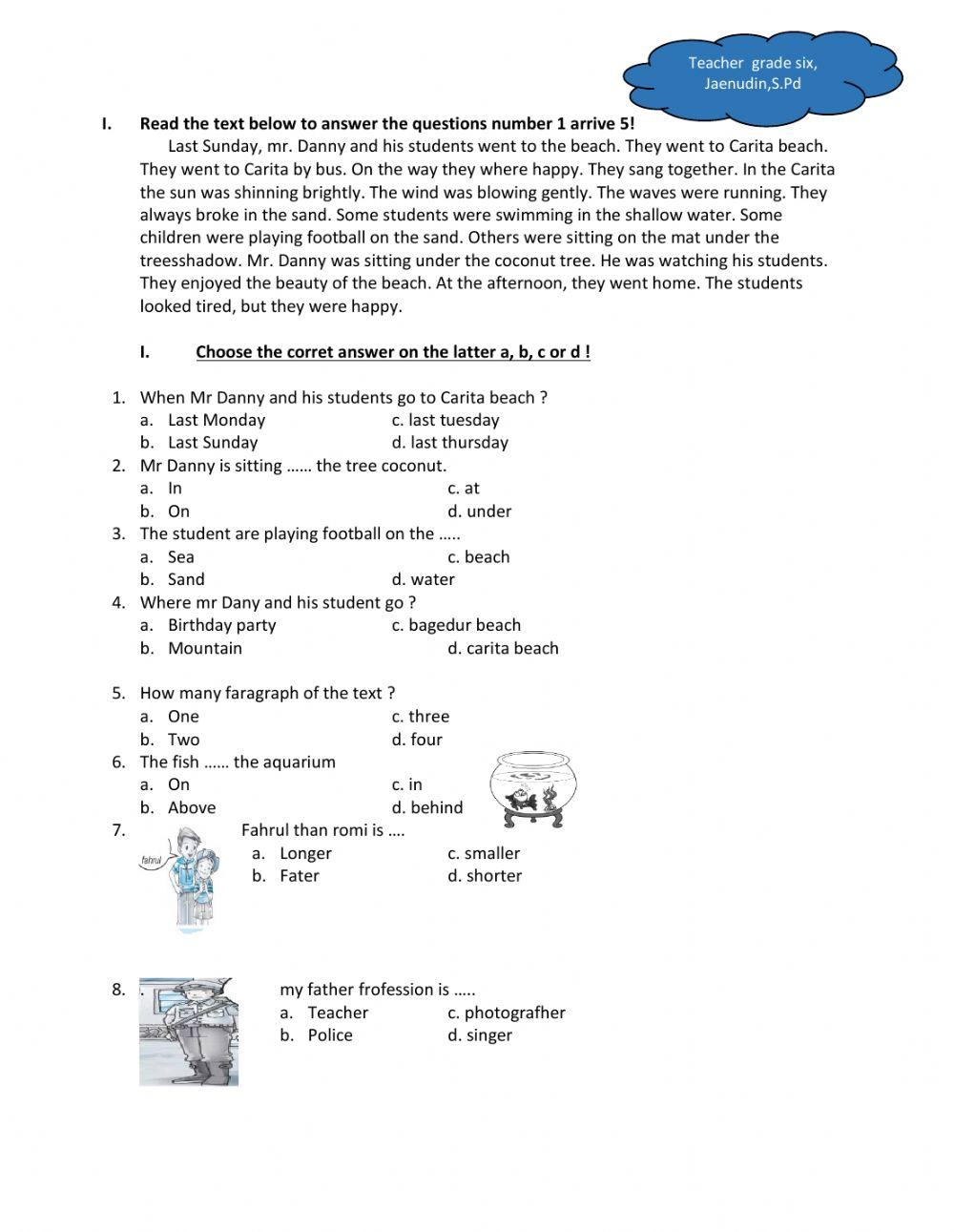 Soal online exercise for 6 | Live Worksheets