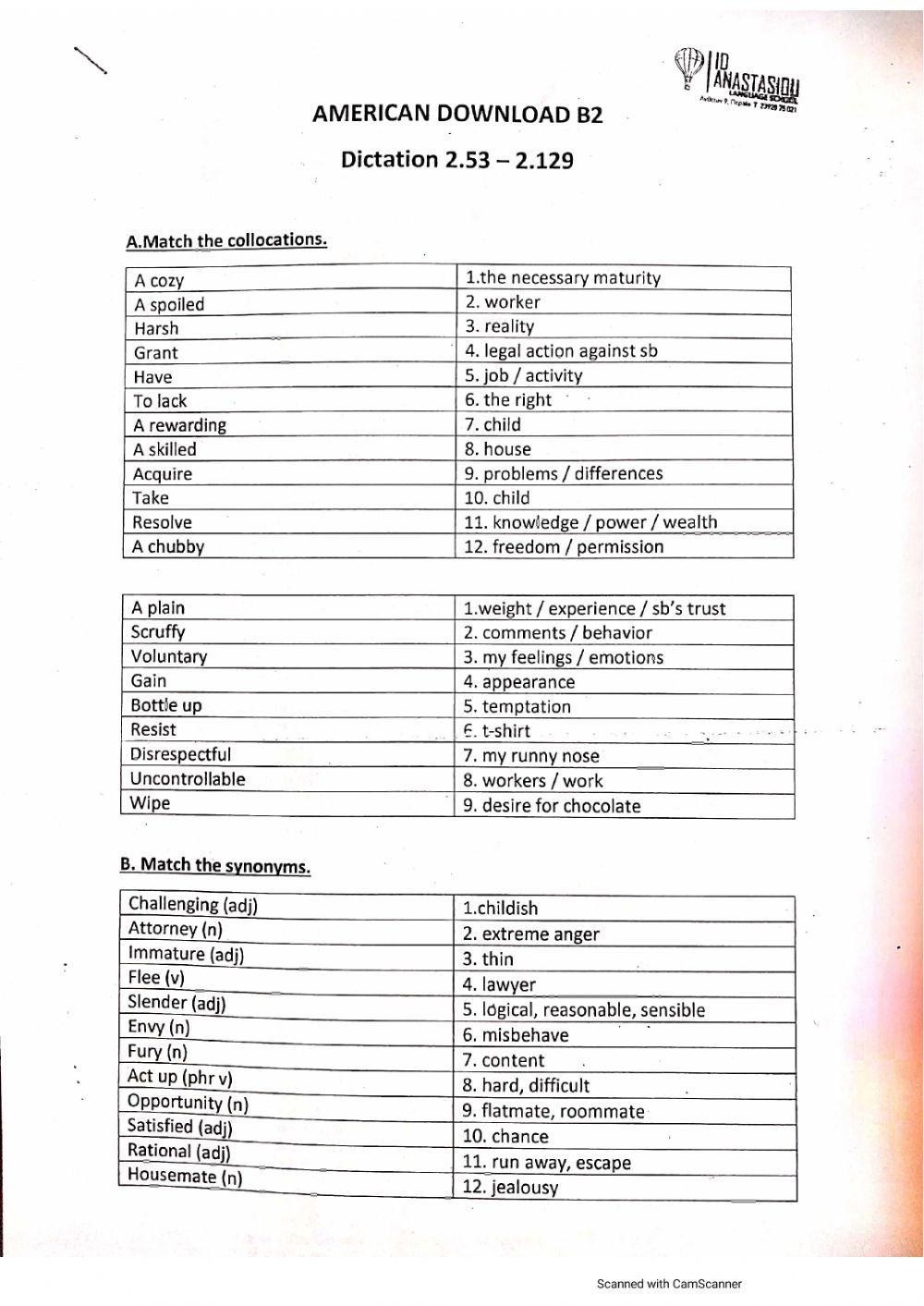 American download B2 2.53-2.129 worksheet | Live Worksheets