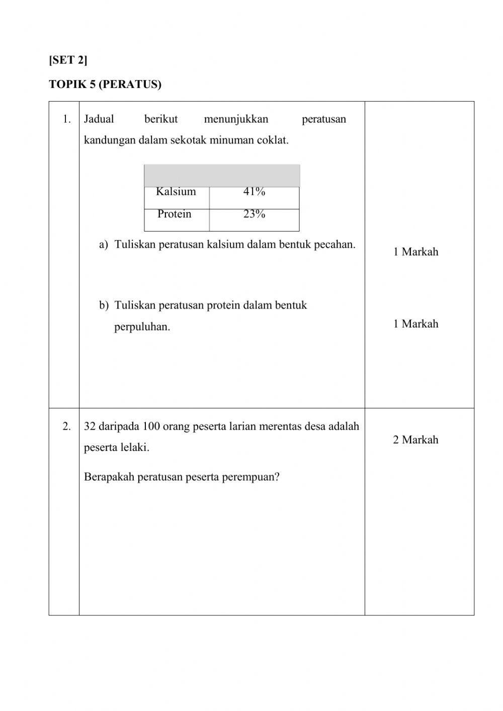 TIE-tahun 3 komponen 2( set 2) worksheet | Live Worksheets