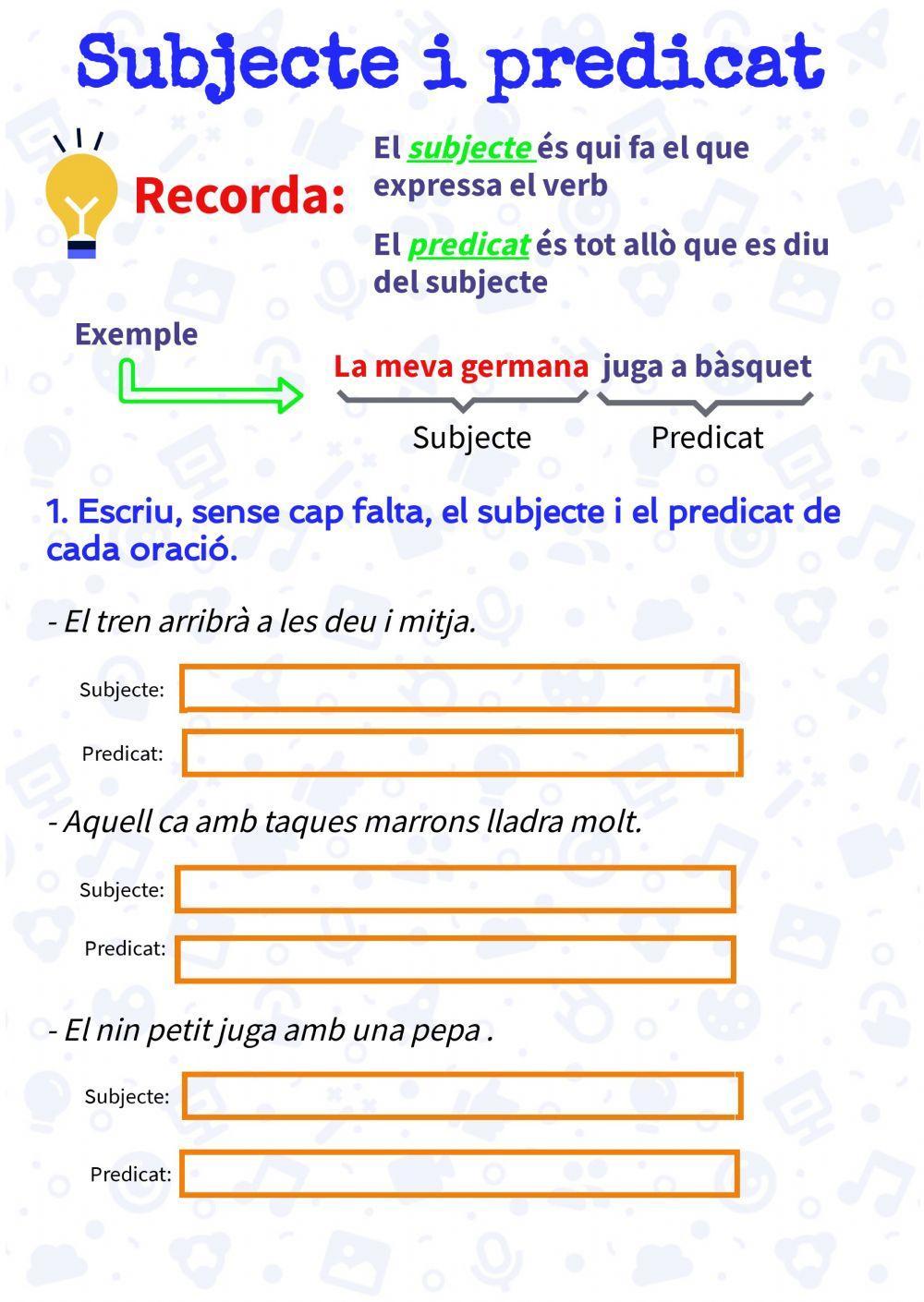 Subjecte i pred… | Free Interactive Worksheets | 521951