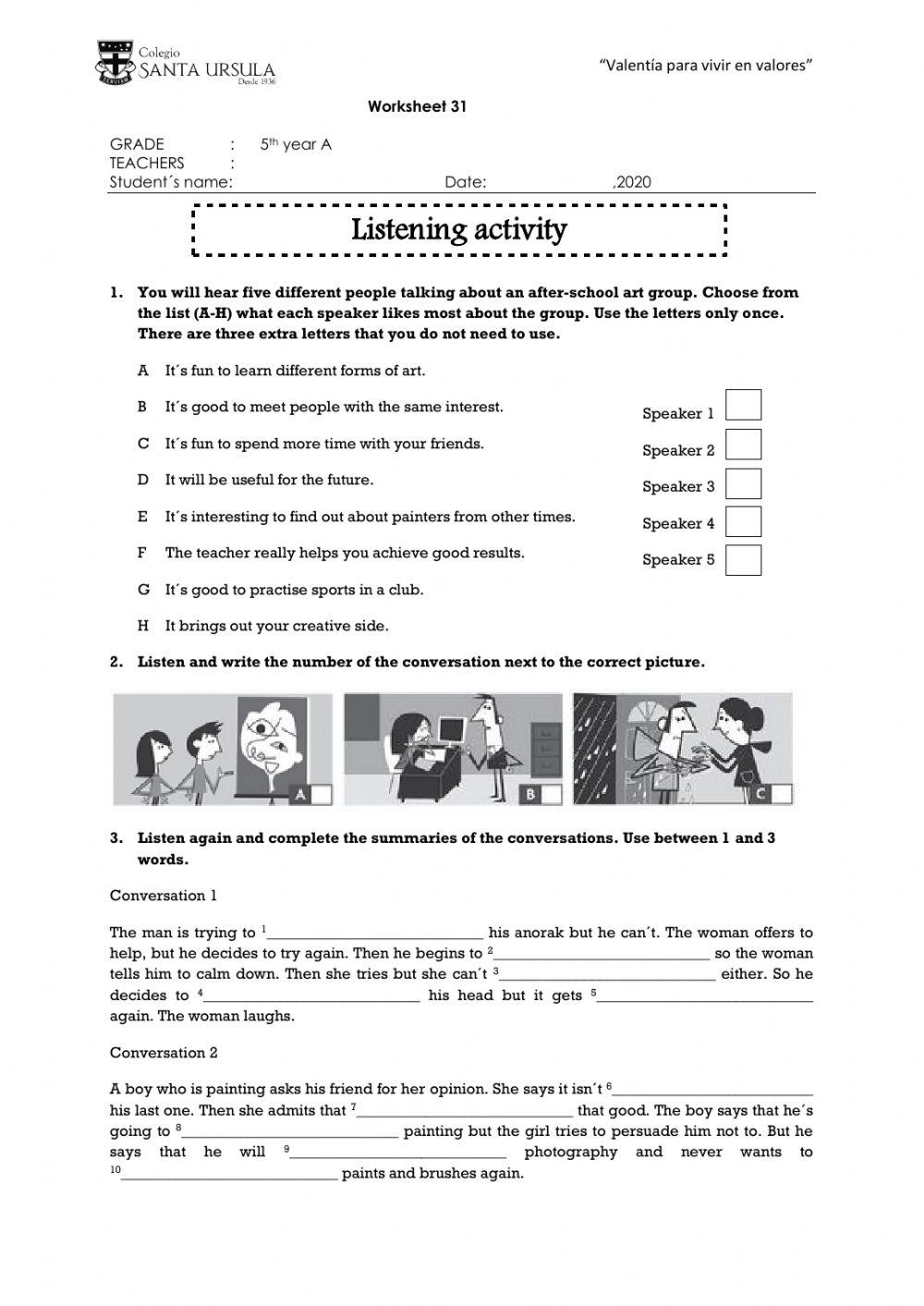 Listening B2 | Free Interactive Worksheets | 521991