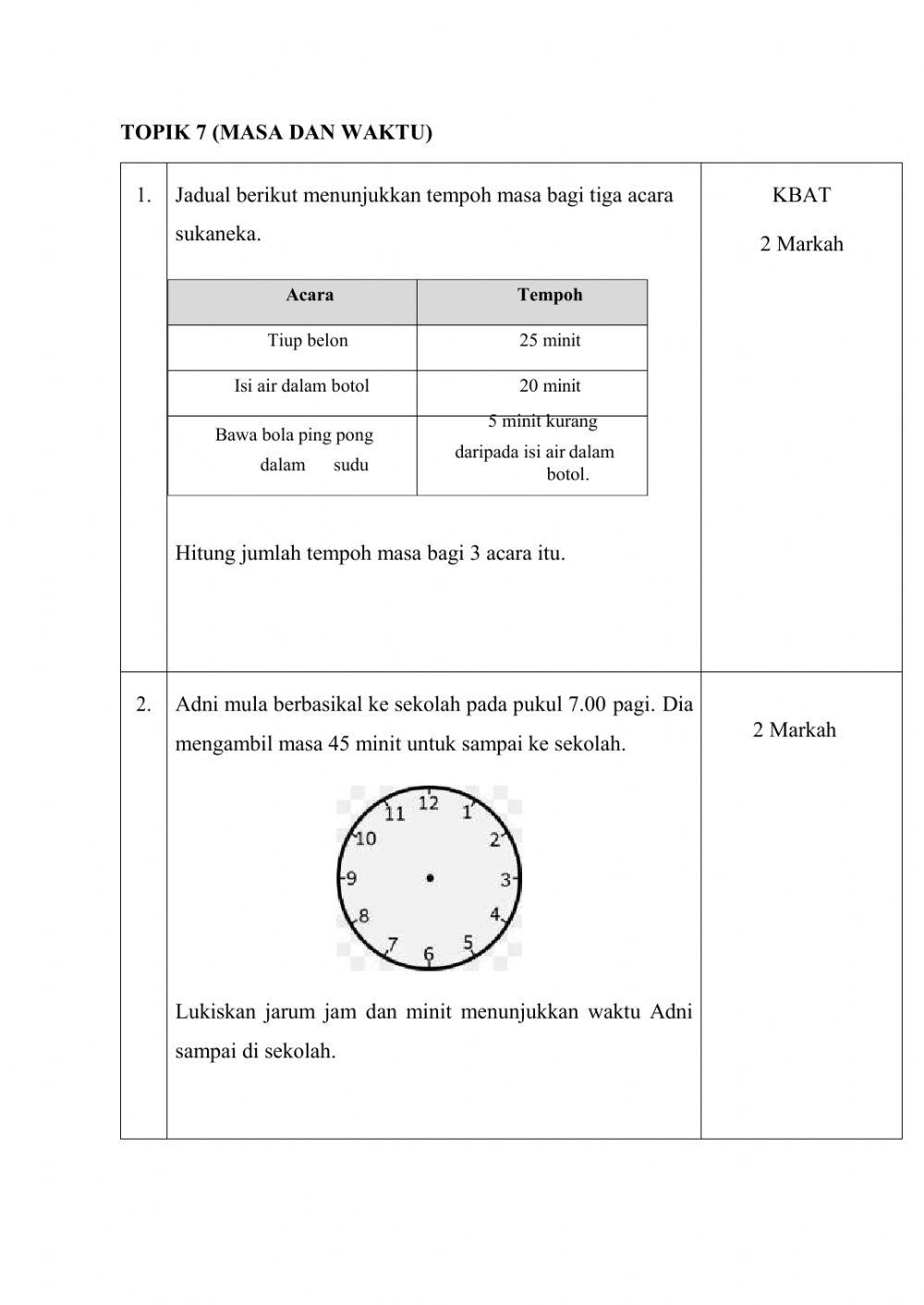 TIE-tahun 3 komponen 2(set 5) worksheet | Live Worksheets