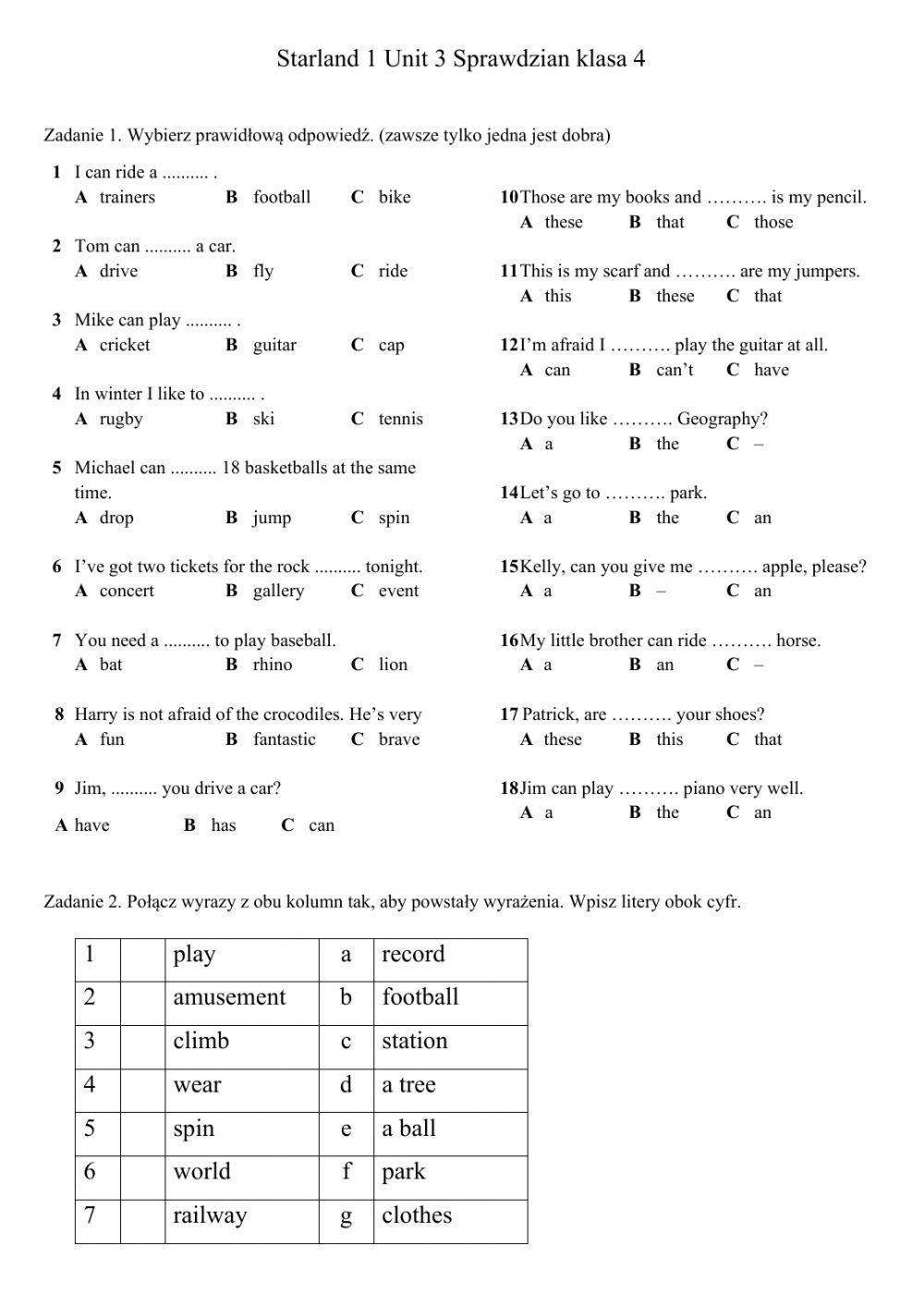unit 3 starland… | Free Interactive Worksheets | 6255890