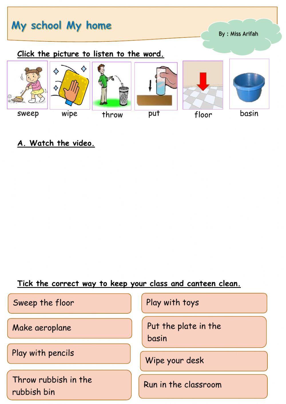 Clean School | Free Interactive Worksheets | 522721