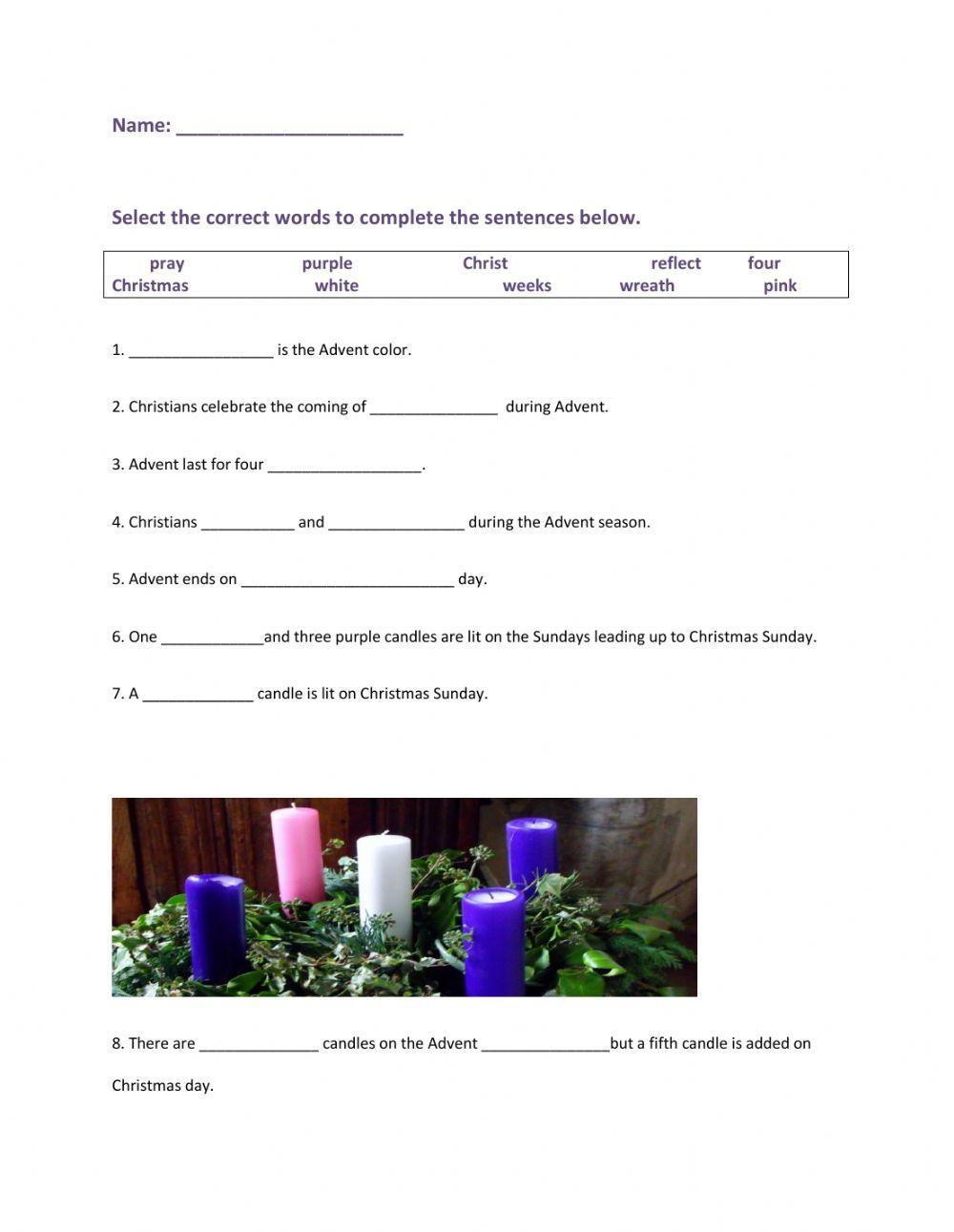 Advent | Free Interactive Worksheets | 522725