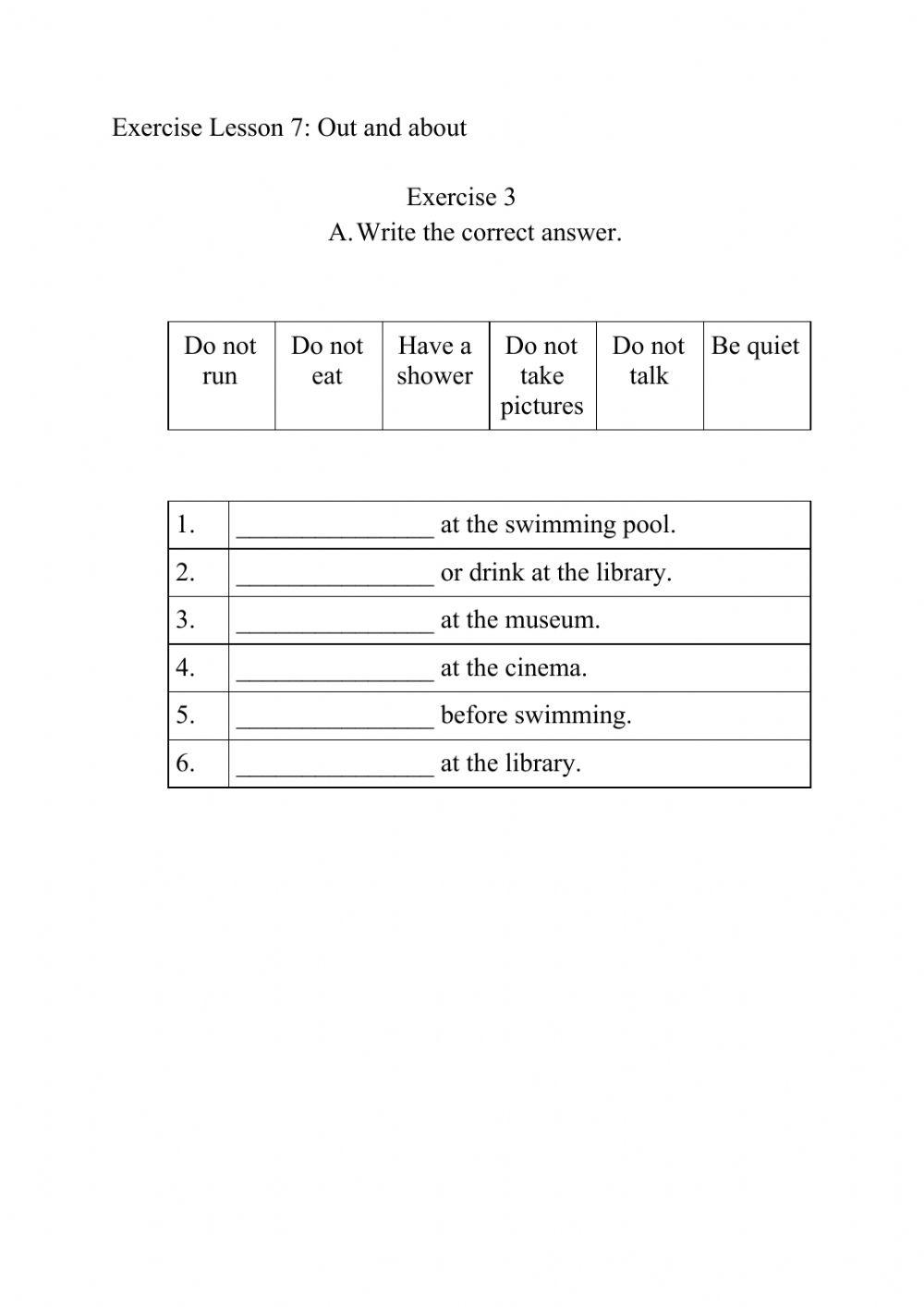 Exercise Unit 7 Out and About activity | Live Worksheets
