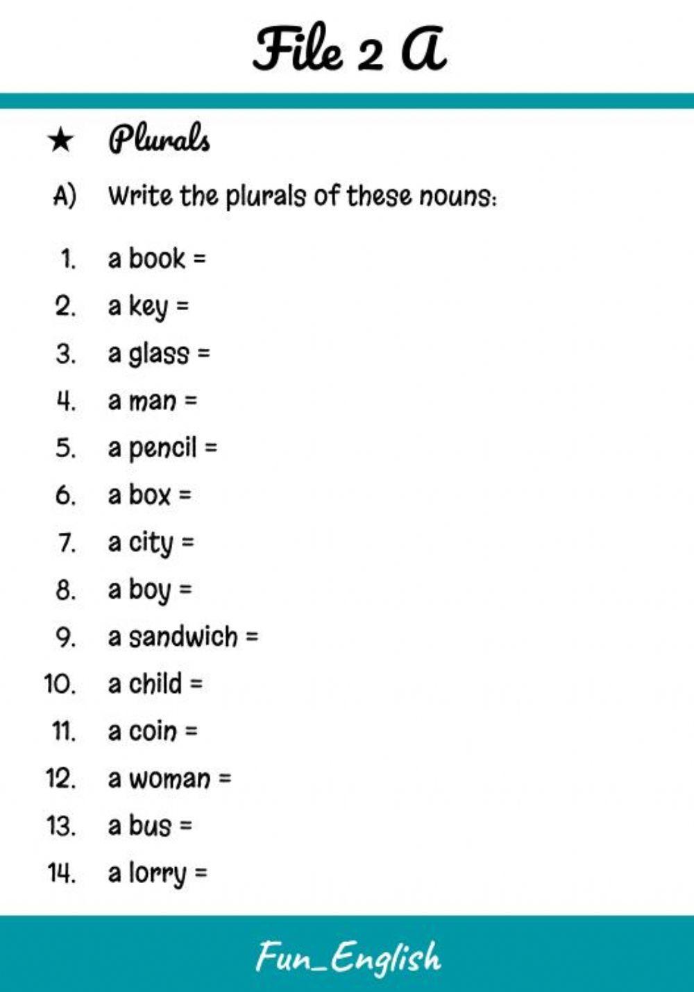 523642 | Plurals | Prof Pam | LiveWorksheets
