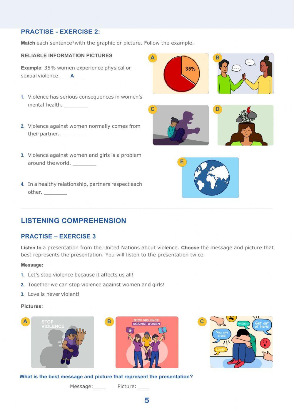 Let’s Stop Violence Against Women and Girls- worksheet | Live Worksheets