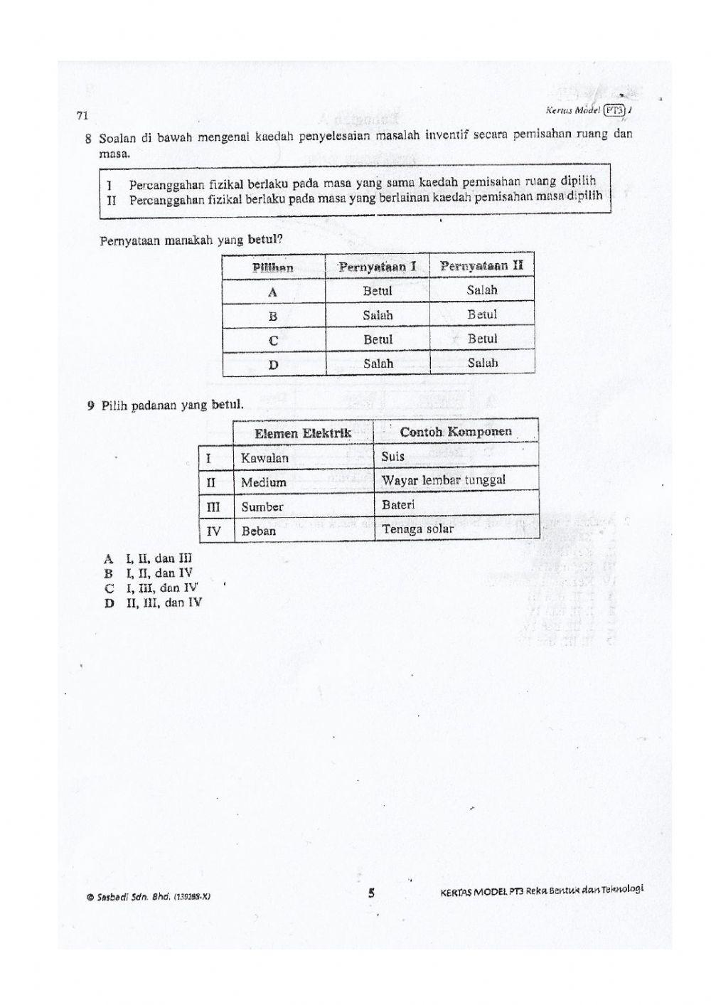 RBT T3 LATIHAN SET 1-1 AKHIR TAHUN PKPB online exercise for | Live ...
