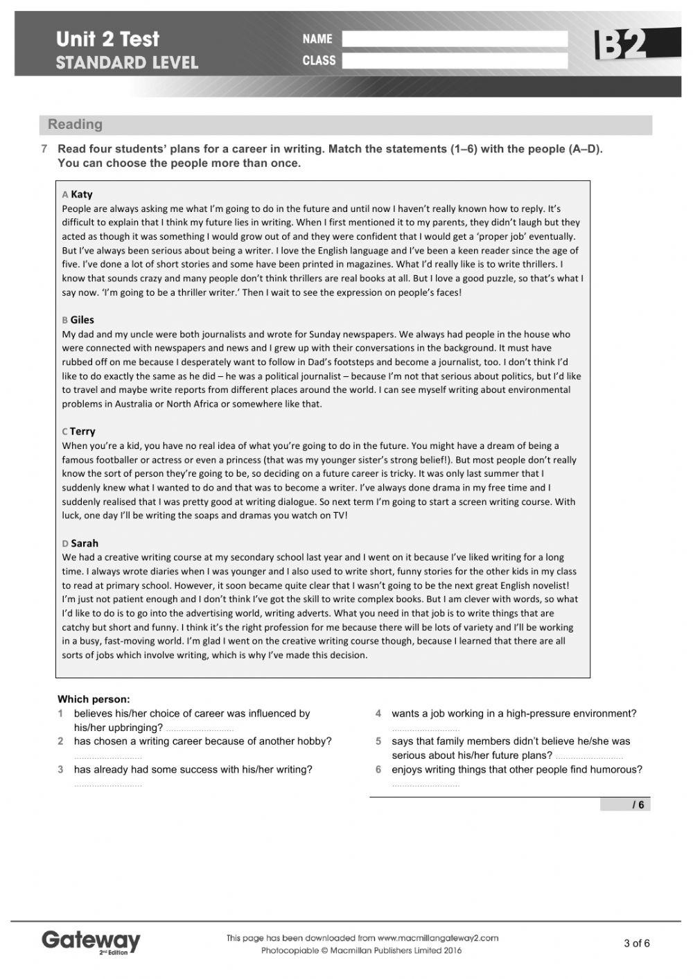 Gateway B2 Unit… | Free Interactive Worksheets | 6257724