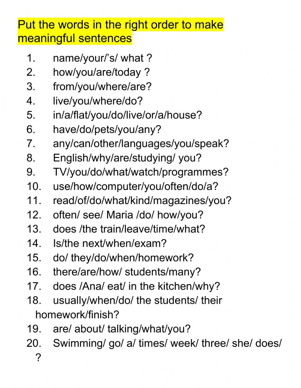 525355 | Word order | lopaki | LiveWorksheets