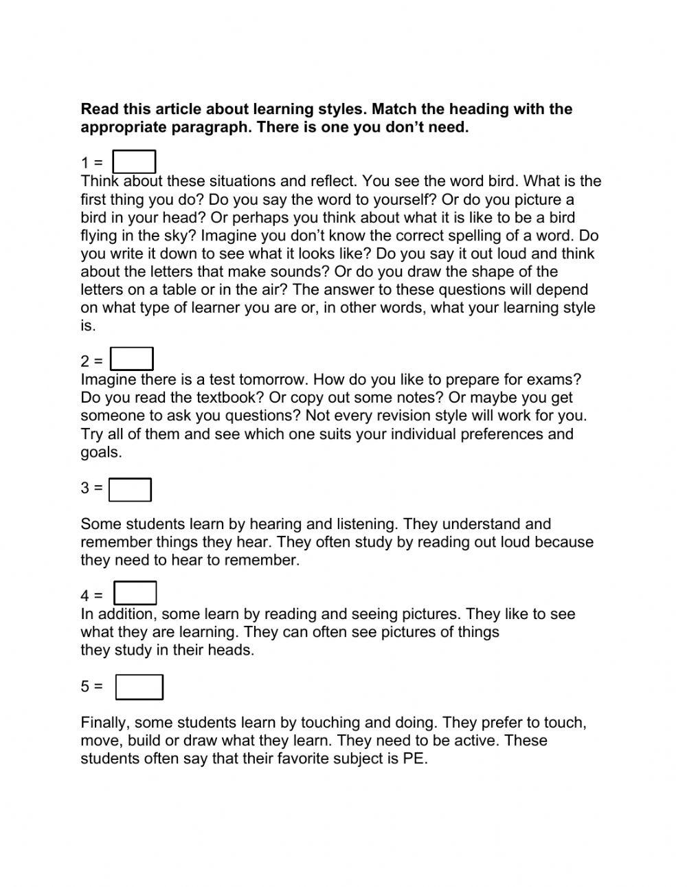 Reading article - Learning Styles | Charlotte_Maryam1